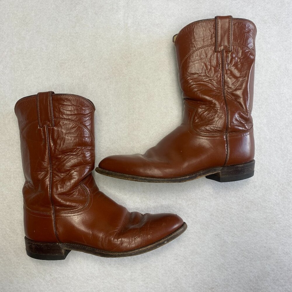Justin Roper Western Boots Men's 7.5d Brown Style 380… - Gem